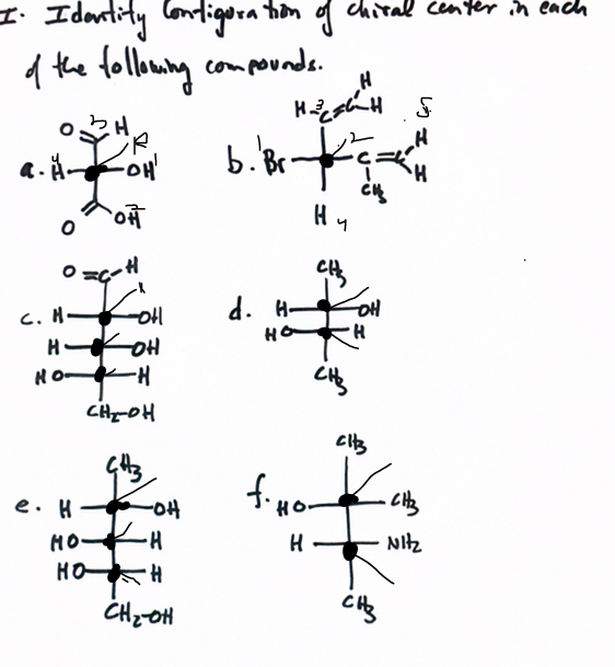 Solved I. Identity the configuration of chiral center in | Chegg.com
