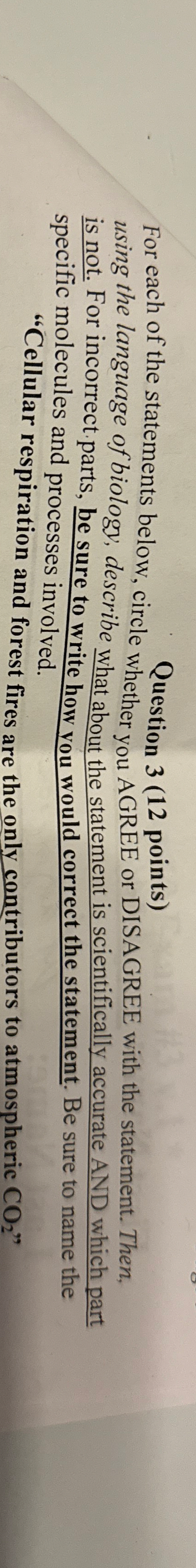Solved Question 3 (12 ﻿points)For each of the statements | Chegg.com