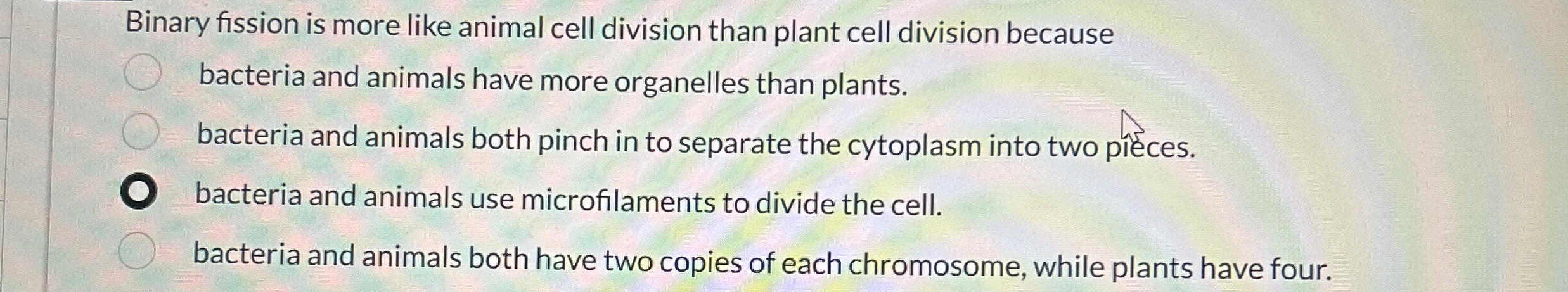 Solved Binary fission is more like animal cell division than | Chegg.com