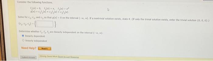 Solved Consider the folloning functions. | Chegg.com