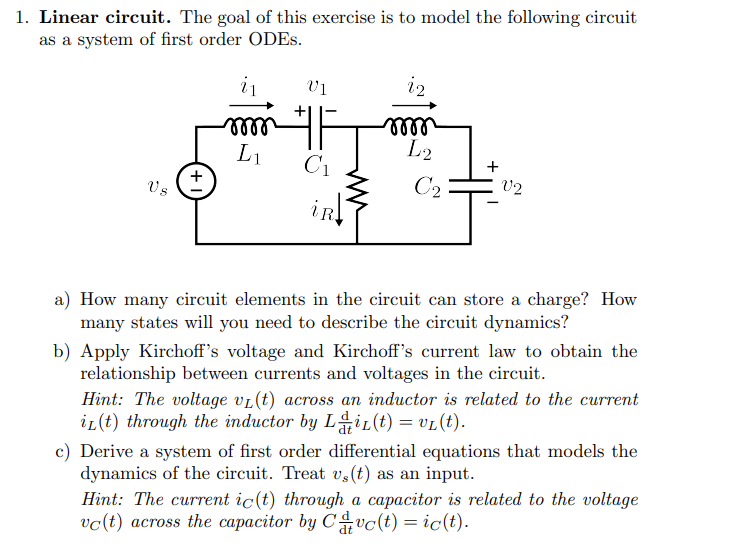 Solved Linear circuit. The goal of this exercise is to model | Chegg.com