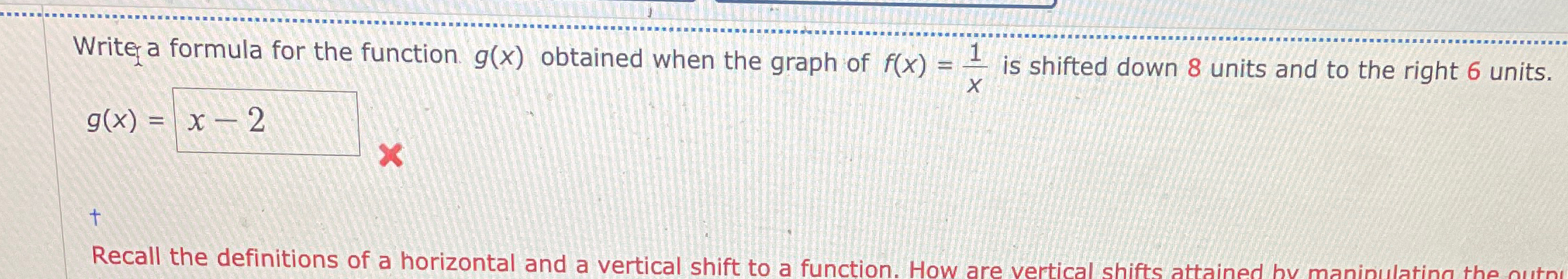 Solved Writeq a formula for the function g(x) ﻿obtained when | Chegg.com