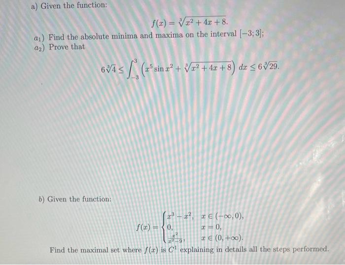 Solved a) Given the function: f(x)=3x2+4x+8 a1) Find the | Chegg.com