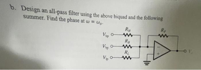 Solved 3 The Universal Biquad Filter Shown Below Has The 