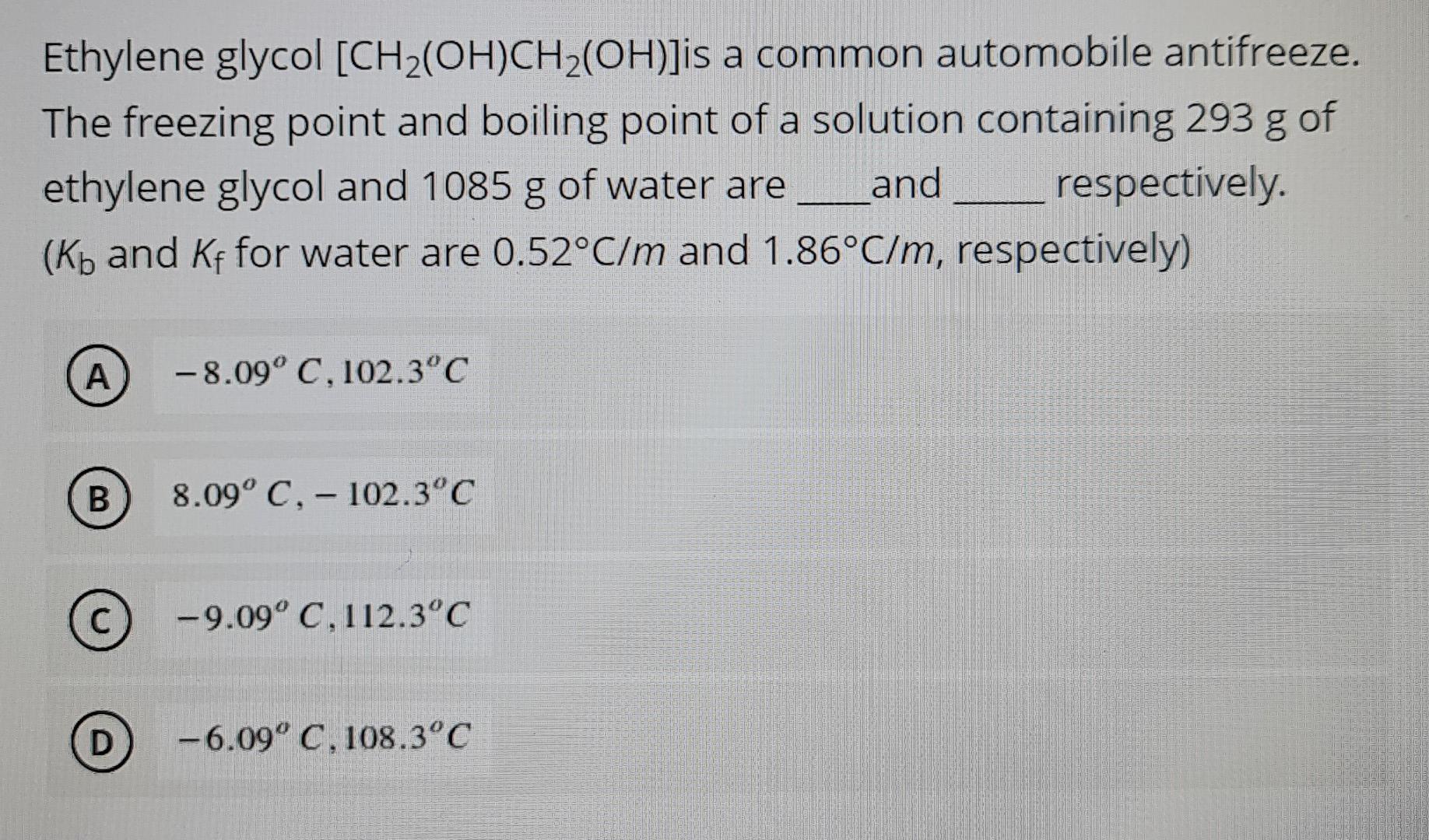 Solved Ethylene glycol [CH2(OH)CH2(OH)]is a common | Chegg.com