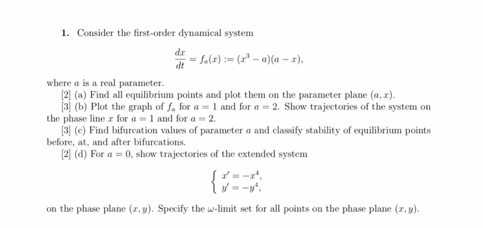 Solved 1. Consider the first-order dynamical system = f(x) = | Chegg.com