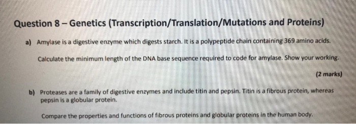 Solved Question 8 - Genetics | Chegg.com