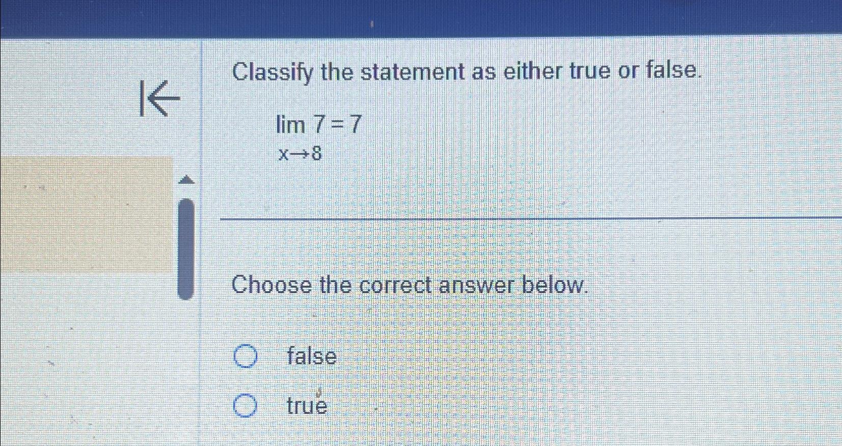Solved Classify the statement as either true or | Chegg.com