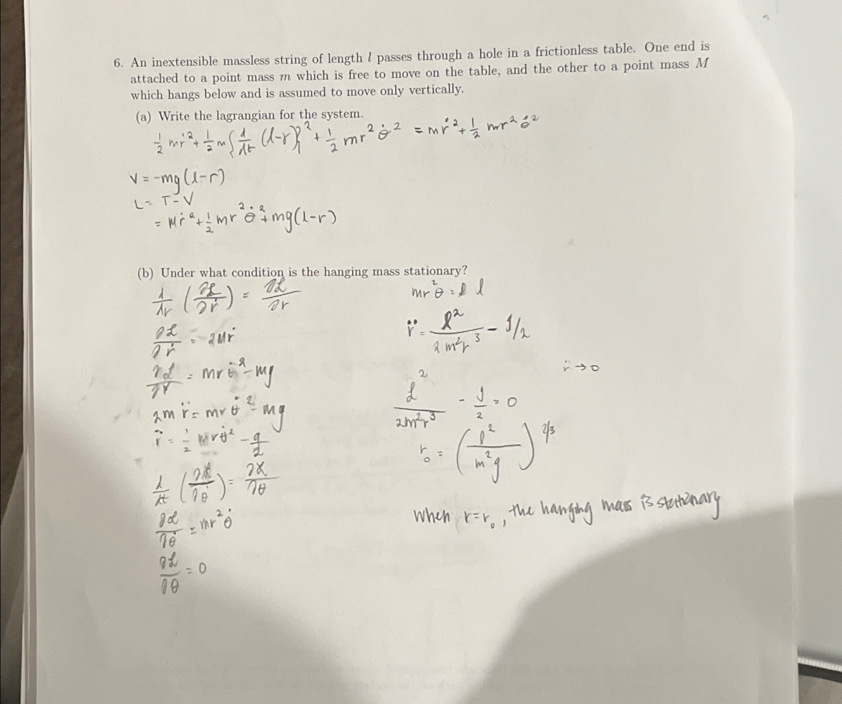 Solved An inextensible massless string of length l ﻿passes | Chegg.com