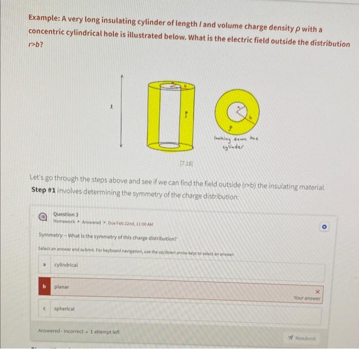 Solved Example: A very long insulating cylinder of length / | Chegg.com