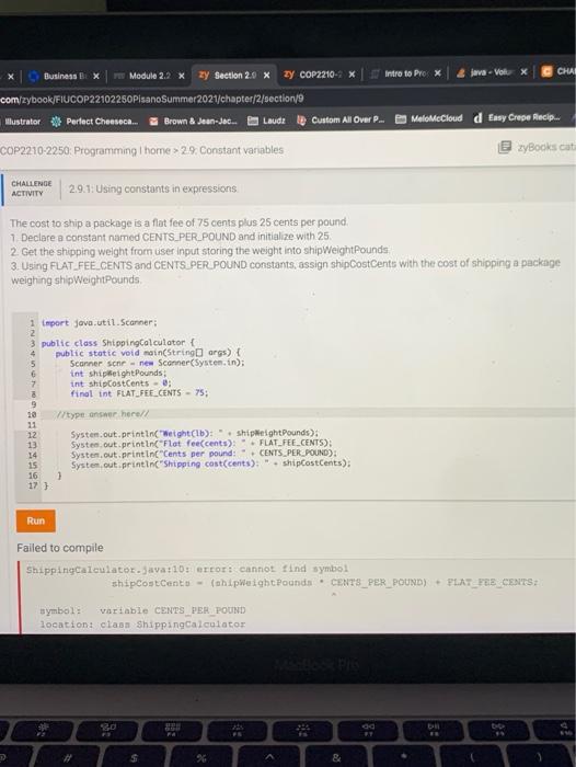 Solved CHA Module 2.2 X zy Section 29 X ZY COP2210 X Intro | Chegg.com
