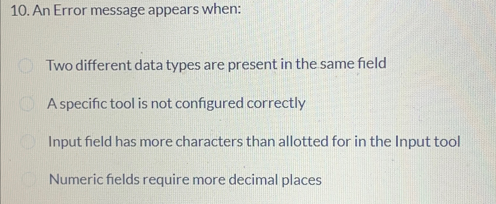 Solved An Error message appears when:Two different data | Chegg.com