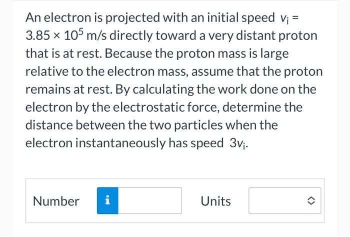 Solved An Electron Is Projected With An Initial Speed Vi