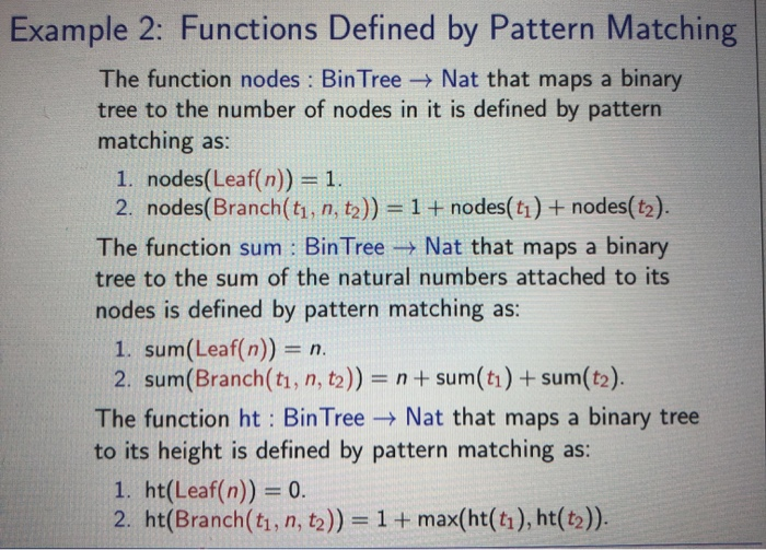 Solved Example 2: Functions Defined by Pattern Matching The | Chegg.com