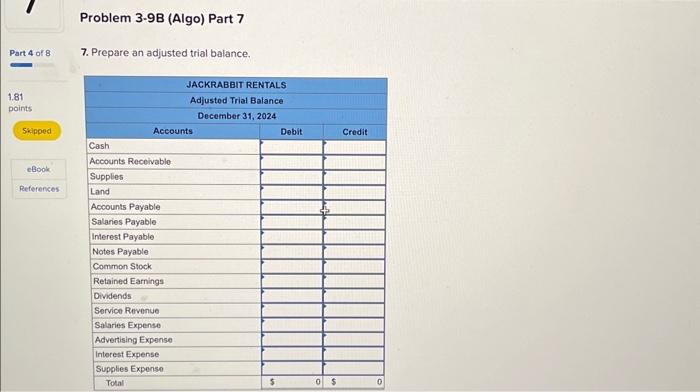 Solved Problem 3-9B (Algo) Complete the full accounting | Chegg.com