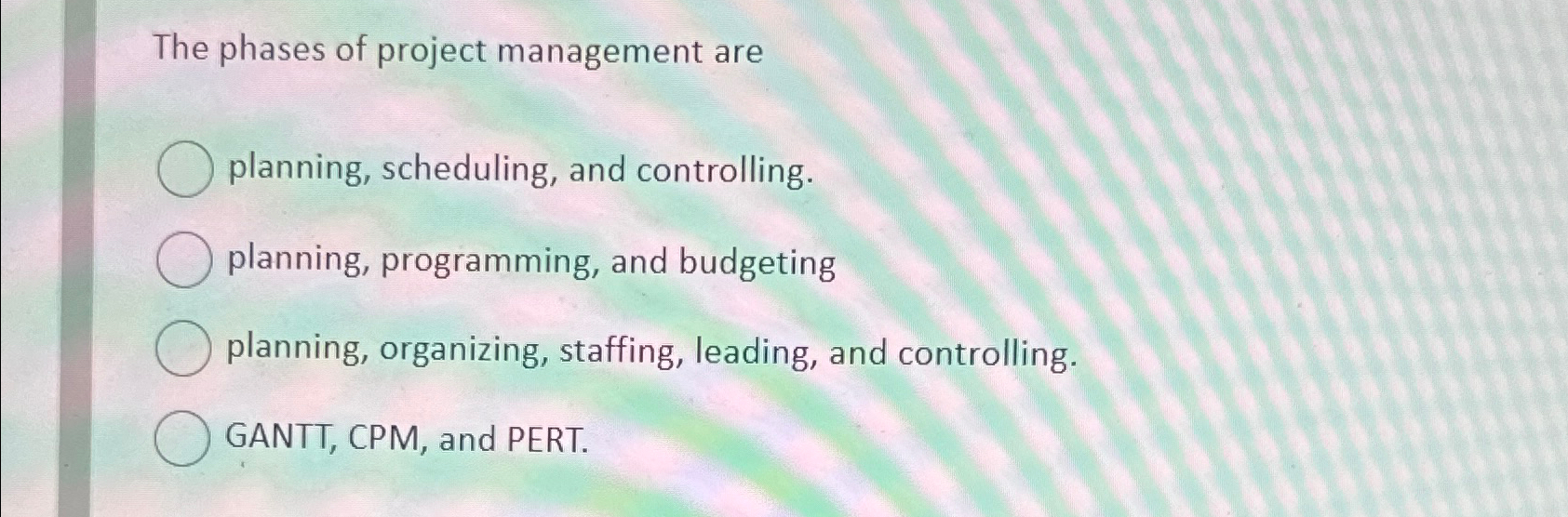 Solved The phases of project management areplanning, | Chegg.com