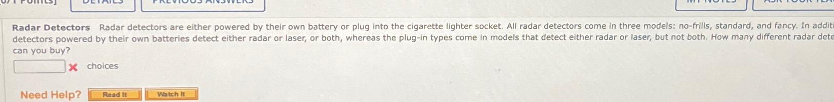 Solved Radar Detectors Radar detectors are either powered by | Chegg.com
