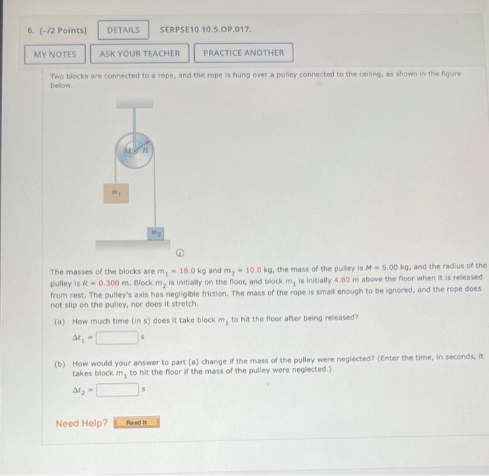 Solved Two blocks are connected to a rope, and the rope is | Chegg.com