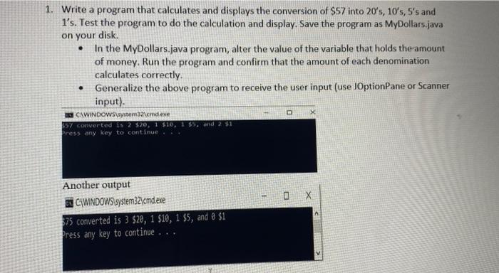 Solved Write a simple Java that receives five different | Chegg.com