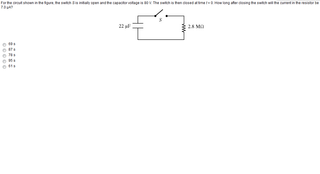 Solved For the circuit shown in the figure, the switch S is | Chegg.com