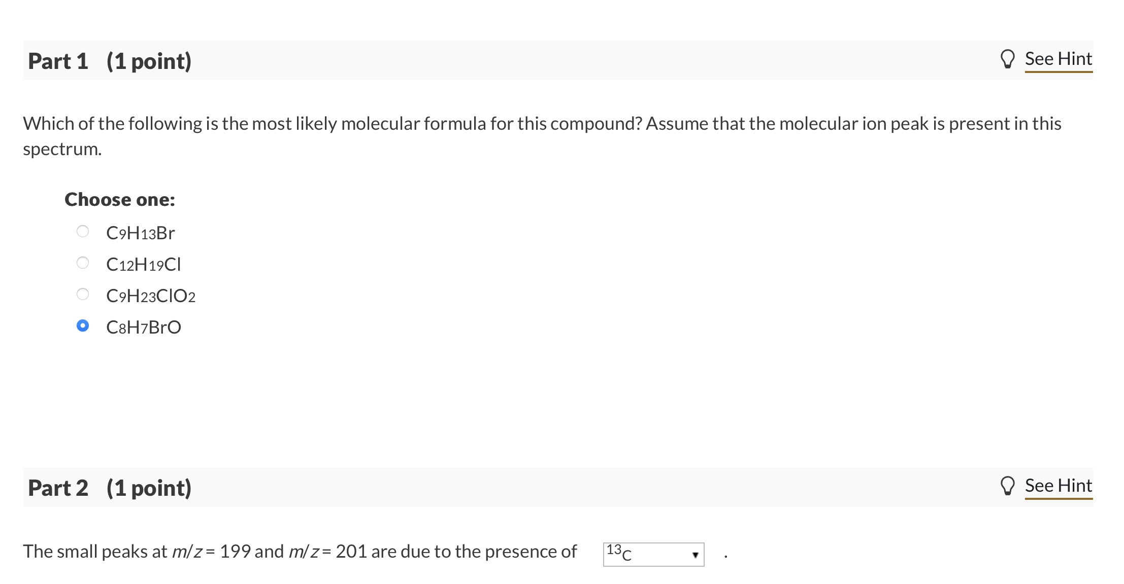 Solved Part 1 (1 ﻿point)See HintWhich of the following is | Chegg.com