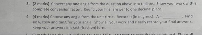 Solved 3. (2 marks) Convert any one angle from the question | Chegg.com