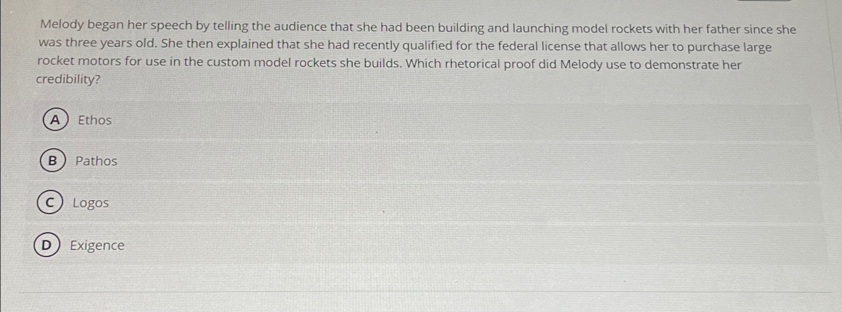 Solved Melody began her speech by telling the audience that | Chegg.com