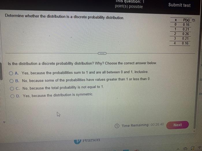 Solved Determine whether the distribution is a discrete | Chegg.com