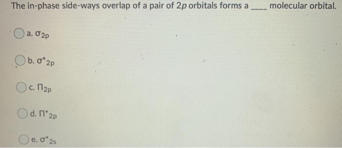 Solved The in-phase side-ways overlap of a pair of 2p | Chegg.com