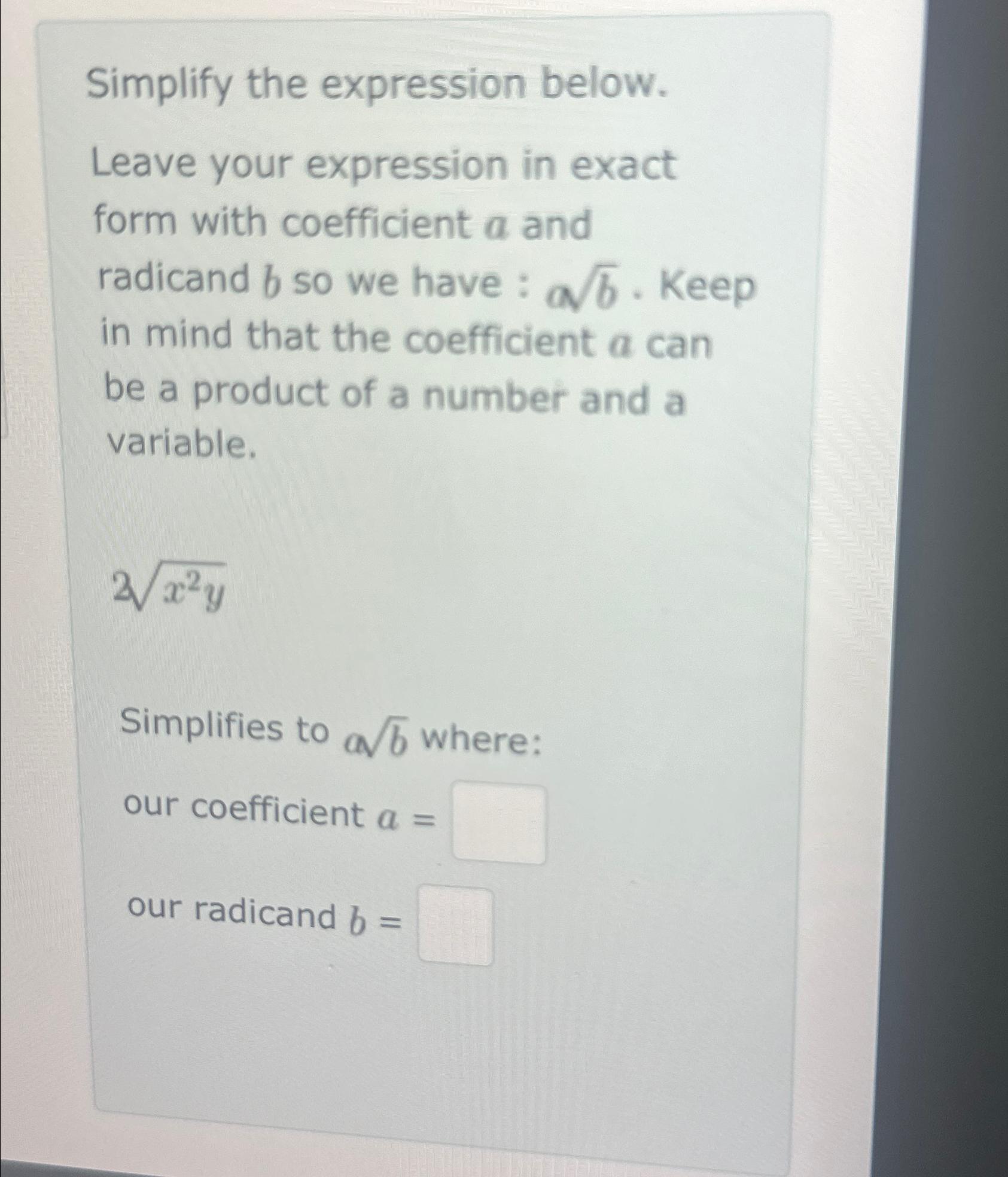 Solved Simplify the expression below.Leave your expression | Chegg.com