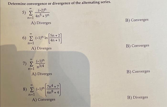 Solved Determine convergence or divergence of the | Chegg.com