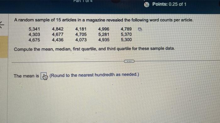 Solved compute the mean, median and first and third | Chegg.com