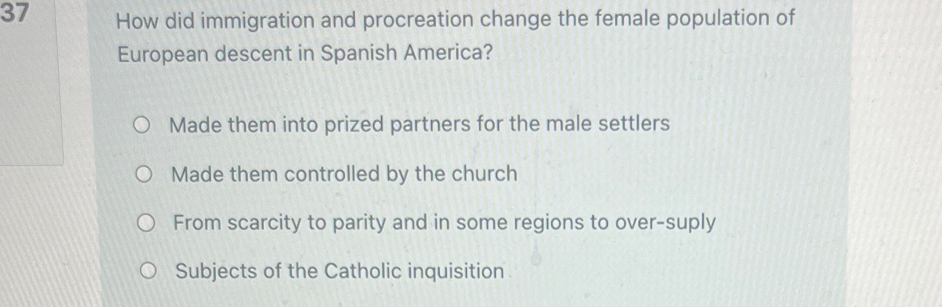 Solved How did immigration and procreation change the female | Chegg.com