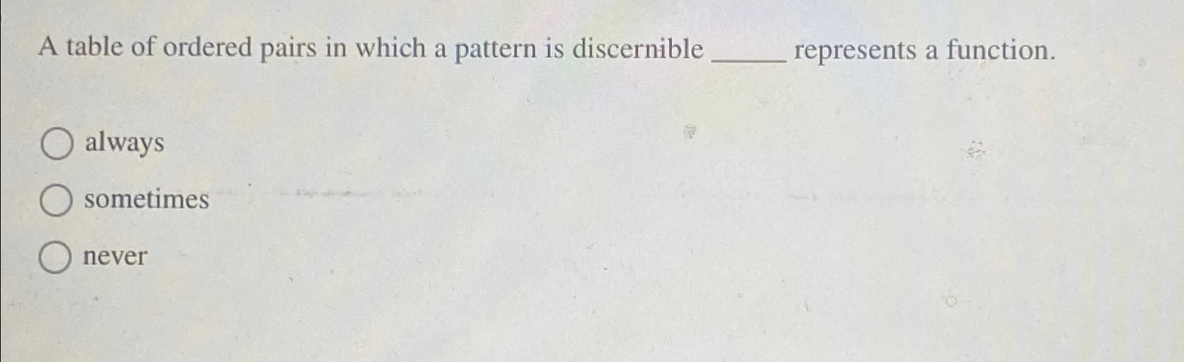 Solved A table of ordered pairs in which a pattern is | Chegg.com