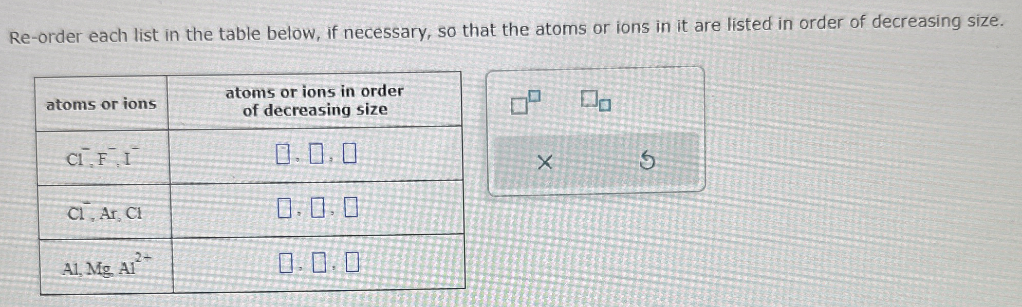 Solved Re-order each list in the table below, if necessary, | Chegg.com