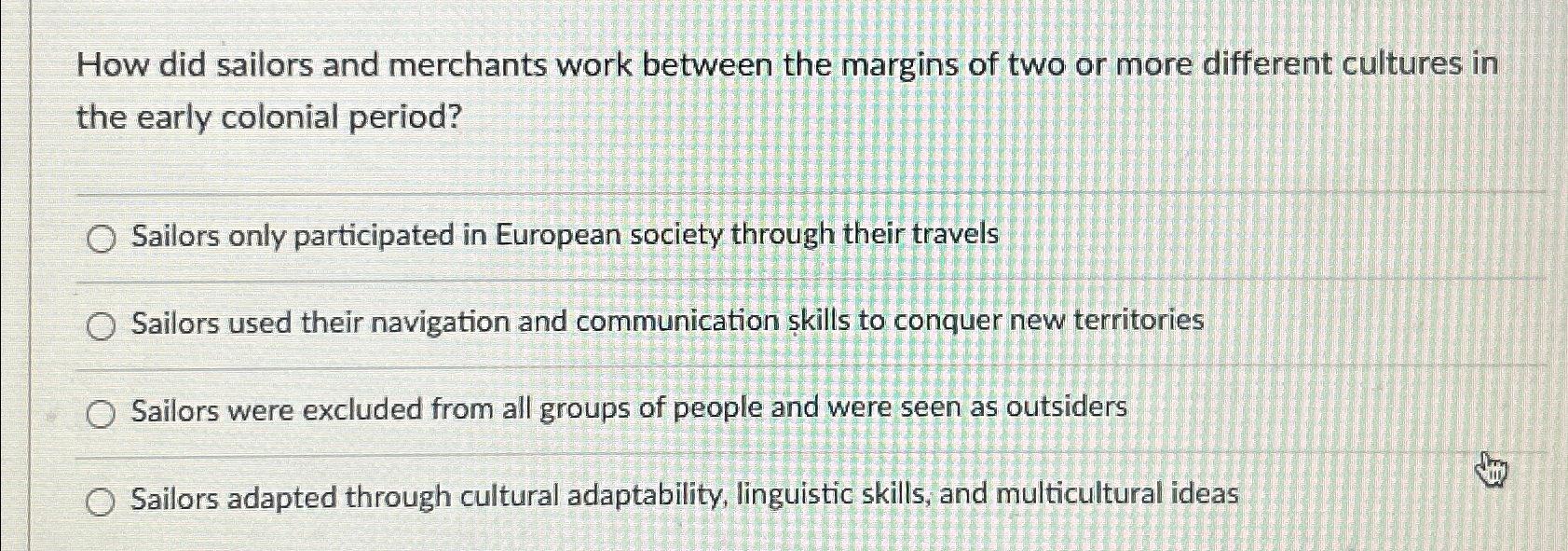 Solved How did sailors and merchants work between the | Chegg.com