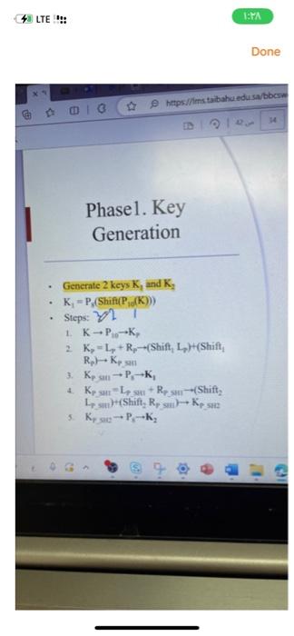 Solved - Generate 2keys1 and K2 - K1=Ps(Shiff2(P10( K))) - | Chegg.com