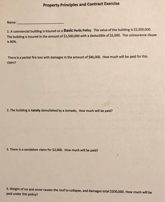 Solved Property Principles and Contract Exercise Name: Basic | Chegg.com