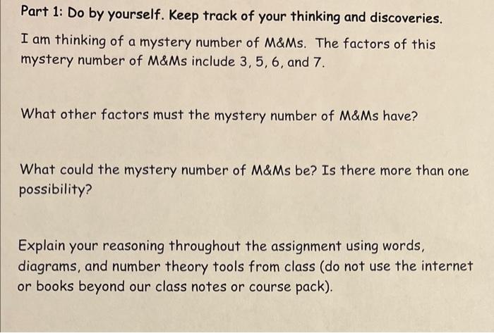 Solved Part 1: Do by yourself. Keep track of your thinking | Chegg.com