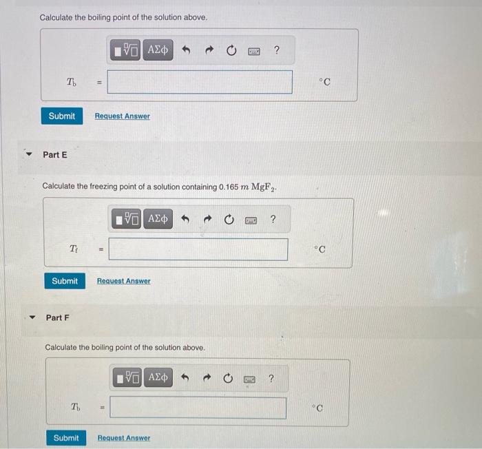Solved Calculate the freezing point and boiling point in | Chegg.com
