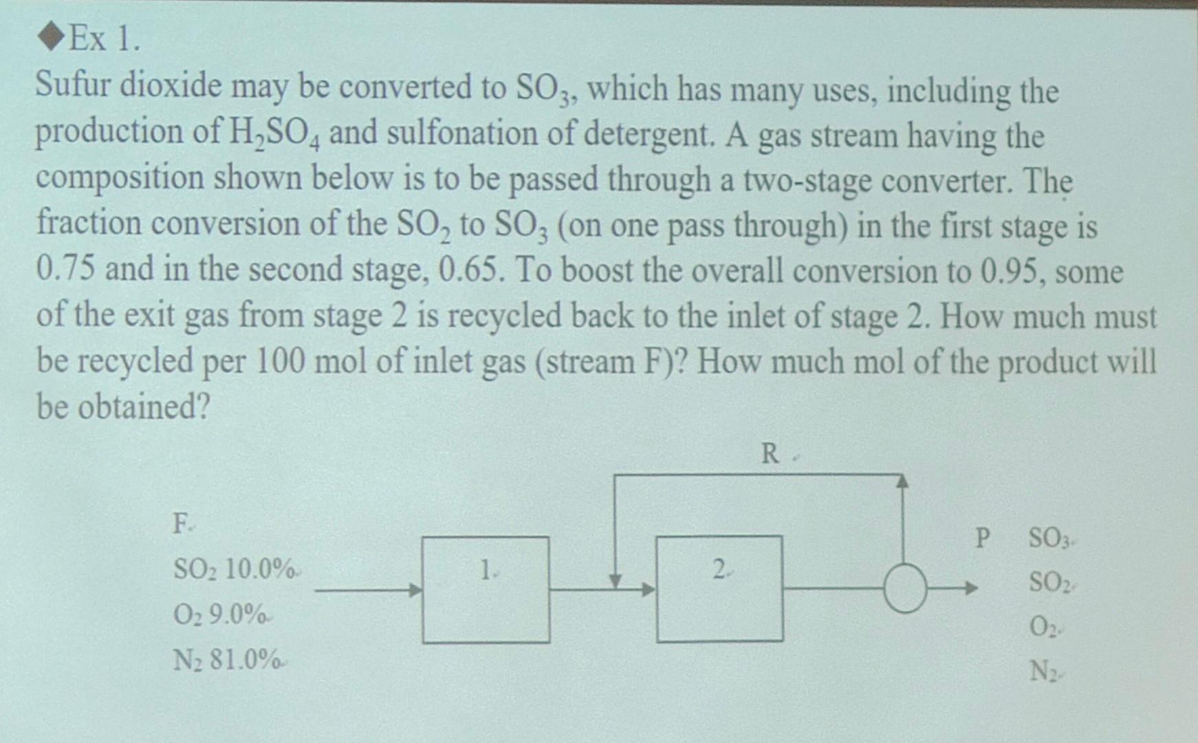Solved Ex 1. Sufur dioxide may be converted to SO3, which | Chegg.com