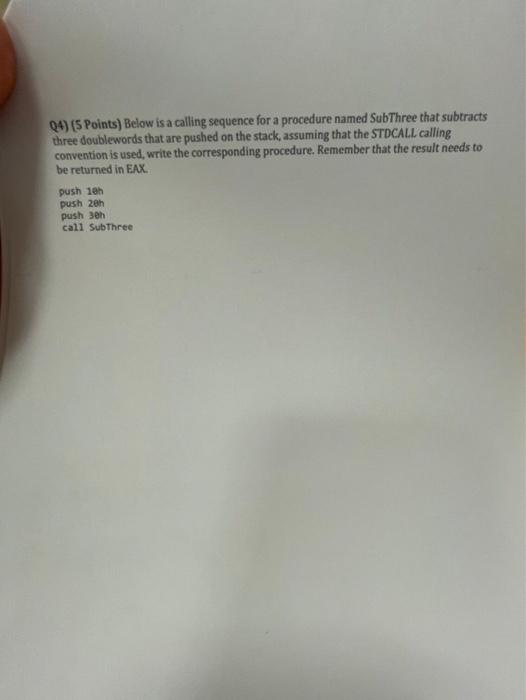 Solved Q4) (5 Points) Below is a calling sequence for a | Chegg.com