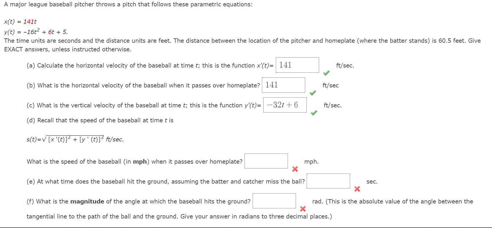 Solved A major league baseball pitcher throws a pitch that | Chegg.com