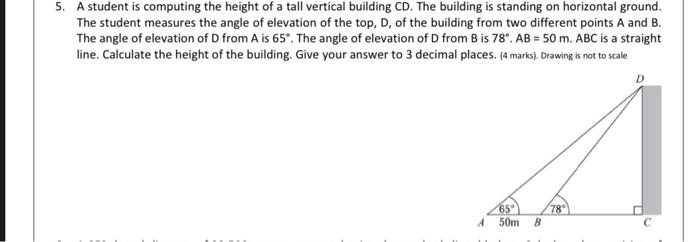 Solved 5. A student is computing the height of a tall | Chegg.com