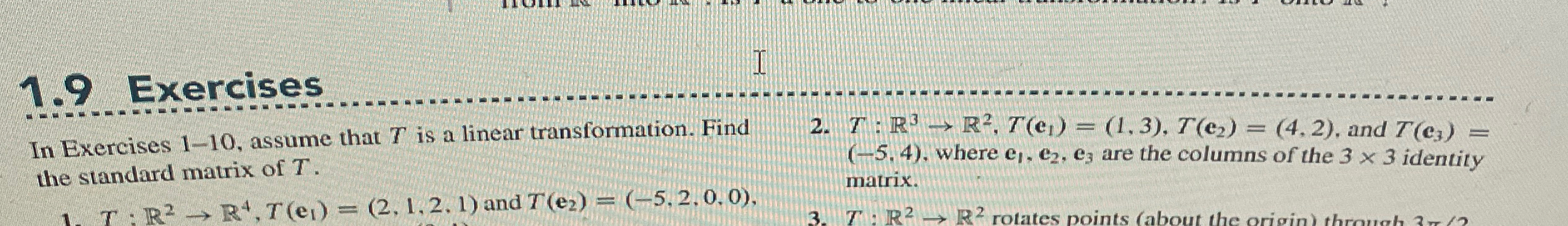 Solved 1.9 ﻿ExercisesIn Exercises 1-10, ﻿assume that T ﻿is a | Chegg.com