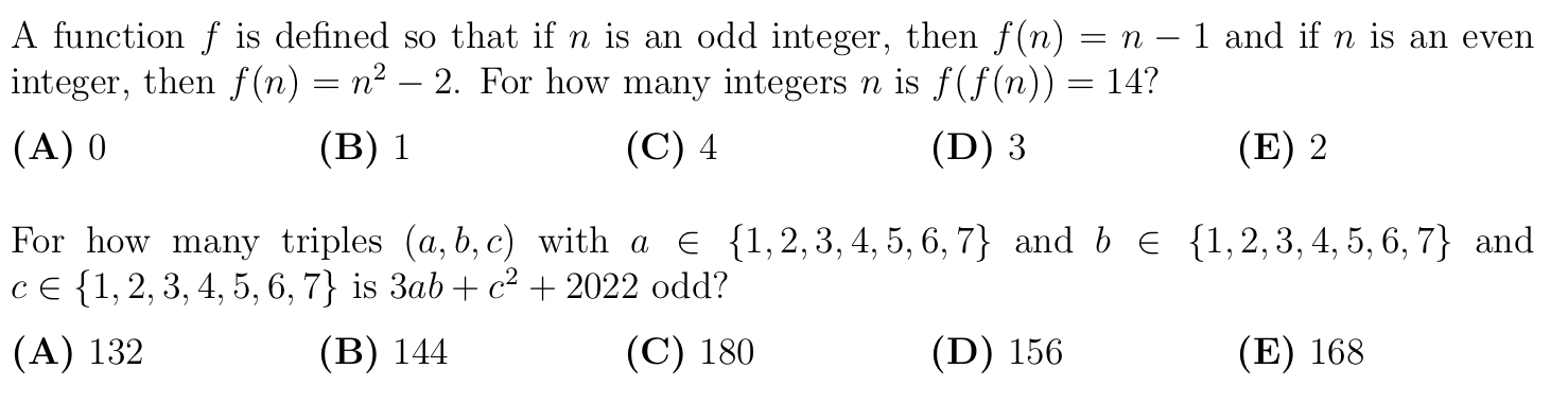 Solved A function f ﻿is defined so that if n ﻿is an odd | Chegg.com