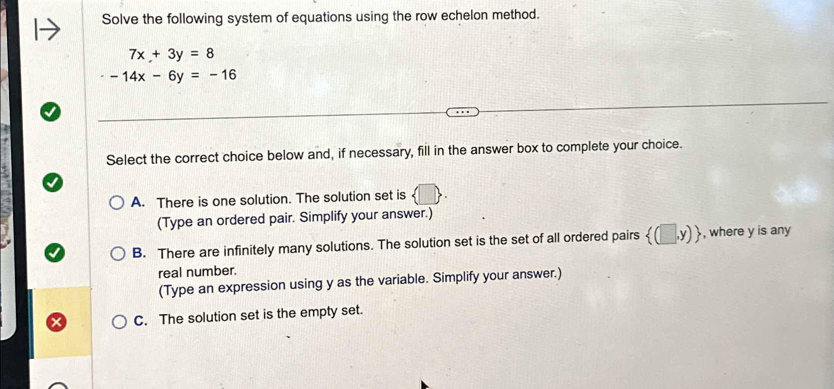 Solved Solve the following system of equations using the row | Chegg.com