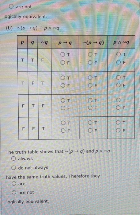 Solved Use truth tables to verify the following logical | Chegg.com
