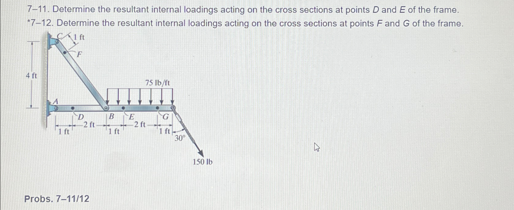 Solved 7-11. ﻿Determine the resultant internal loadings | Chegg.com