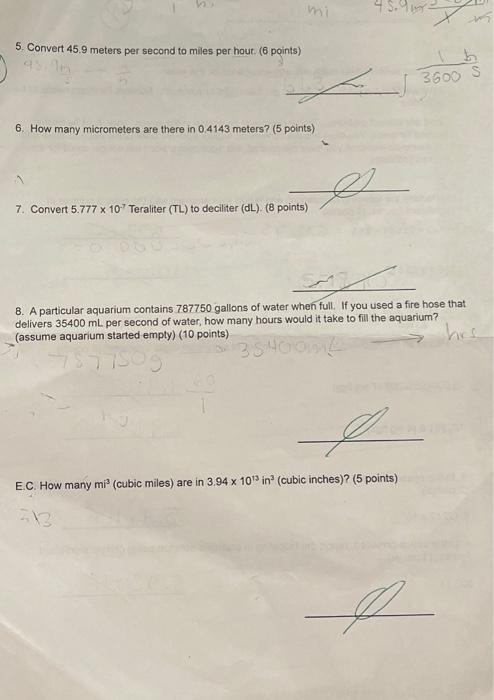 Solved 5. Convert 45.9 meters per second to miles per hout. | Chegg.com